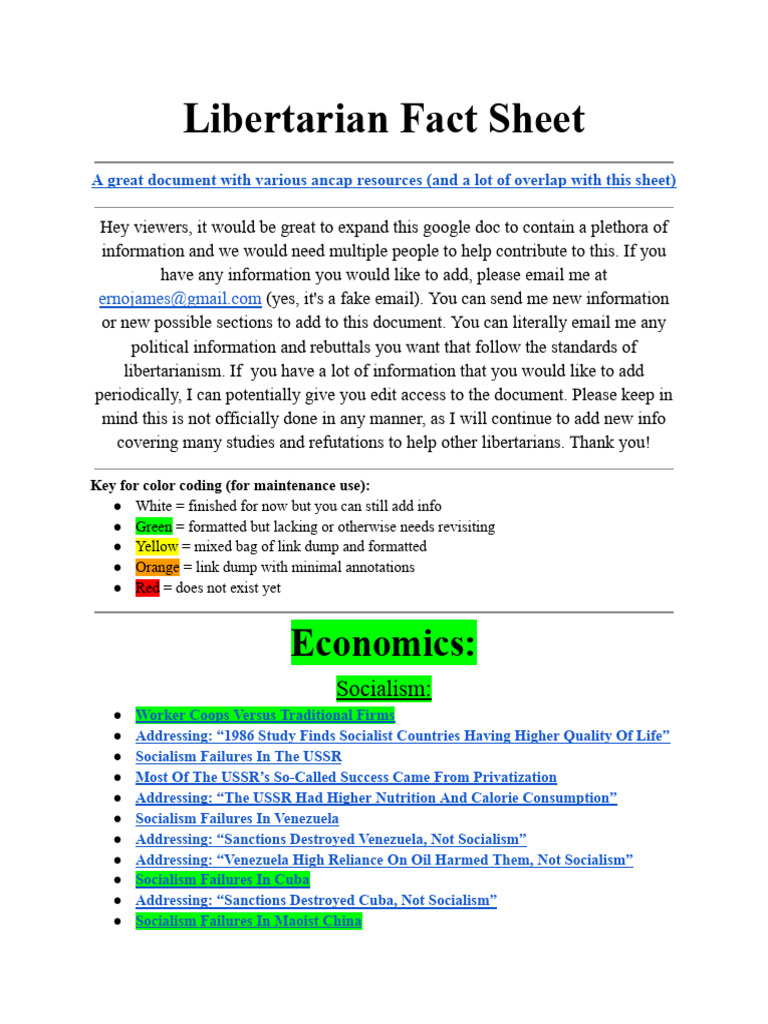 Libertarian Fact Sheet | PDF | Economic Inequality | Discrimination ...