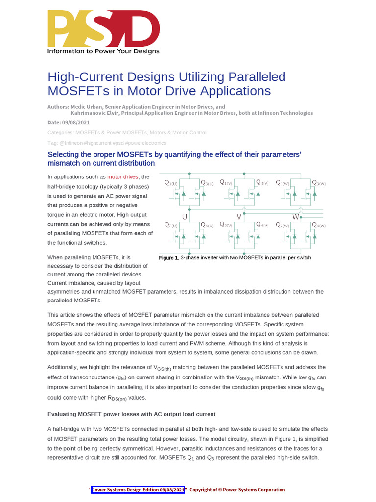 Infineon-High-Current Designs Utilizing Paralleled MOSFETs in Motor Drive Applications PSD ...