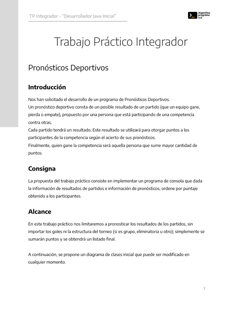 Enunciado TP Integrador - Desarrollador Java Inicial | PDF | Archivo de ... Enunciado TP Integrador - Desarrollador Java Inicial | PDF | Archivo de ...