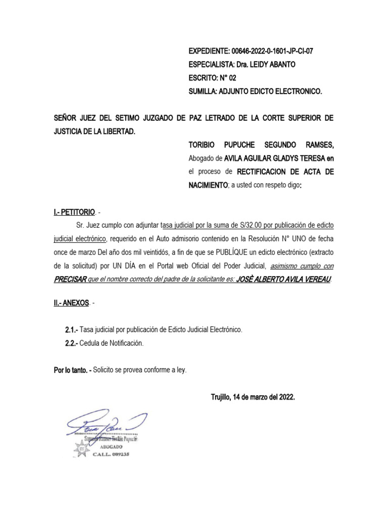 Adjunto Edicto Electronico Gladys | PDF