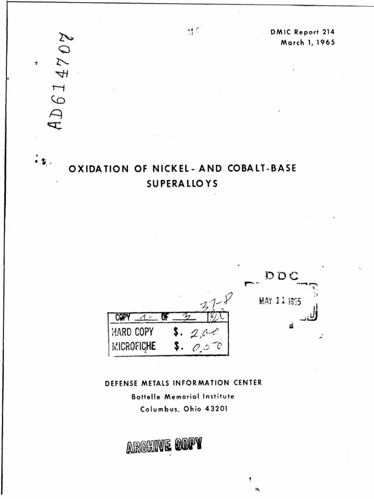 Oxidation of Nickel and Cobalt Base | PDF | Chromium | Alloy