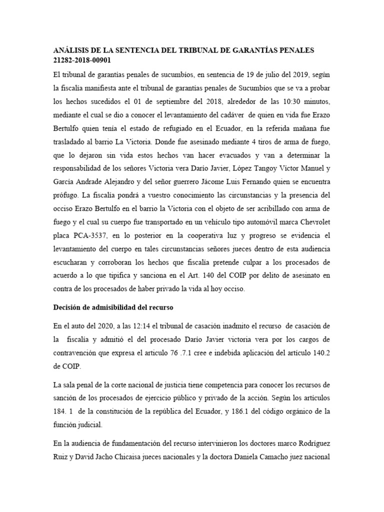 Analisis Sentencia | PDF | Sentencia (ley) | Gobierno