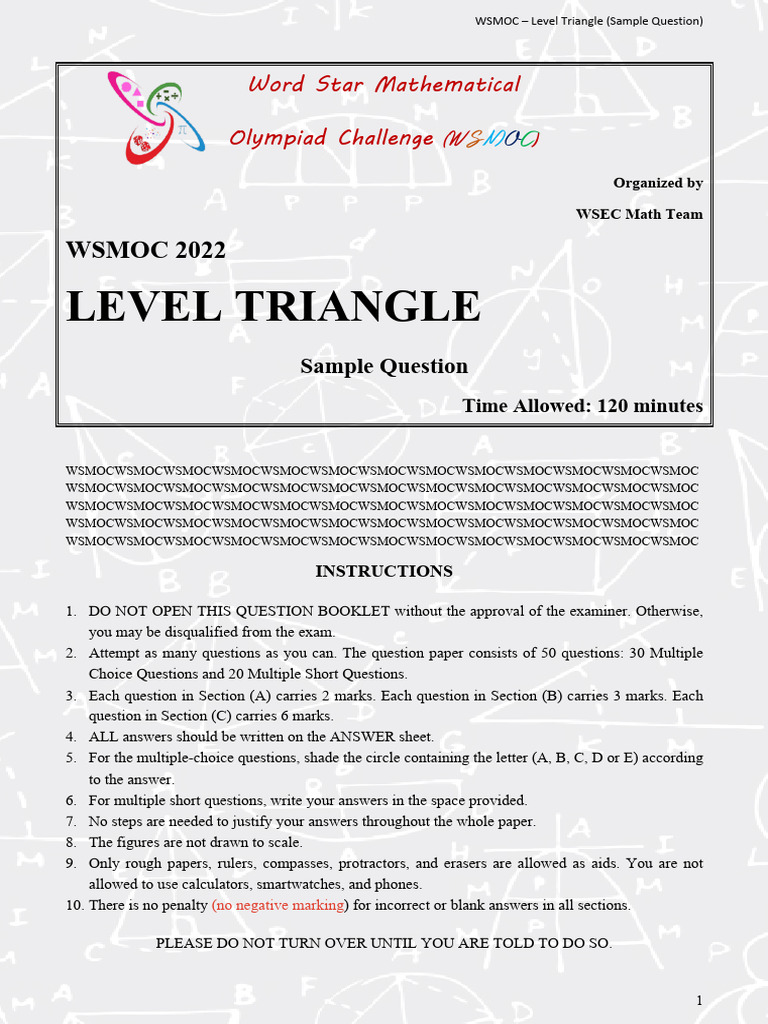 WSMOC Level TriangleSample | PDF | Area | Multiple Choice