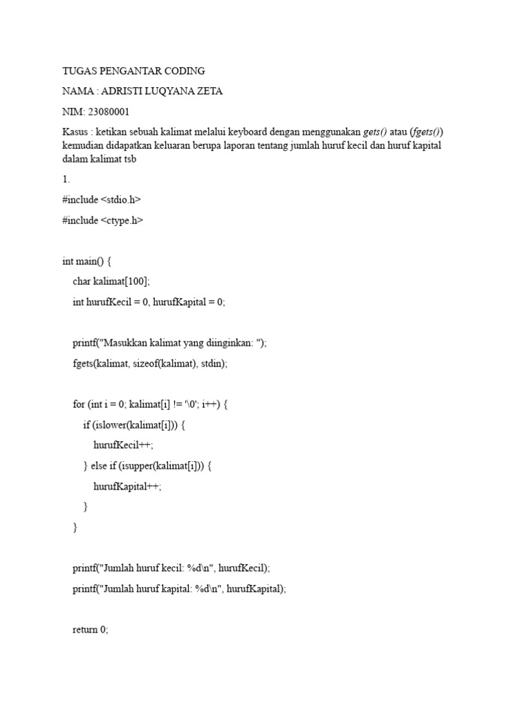 Tugas Pengantar Coding | PDF