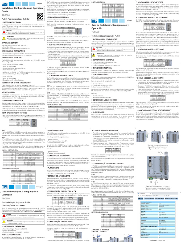 Guía de Instalación PLC500 WEG | PDF | Protocolos de internet | Tecnología de información y ...