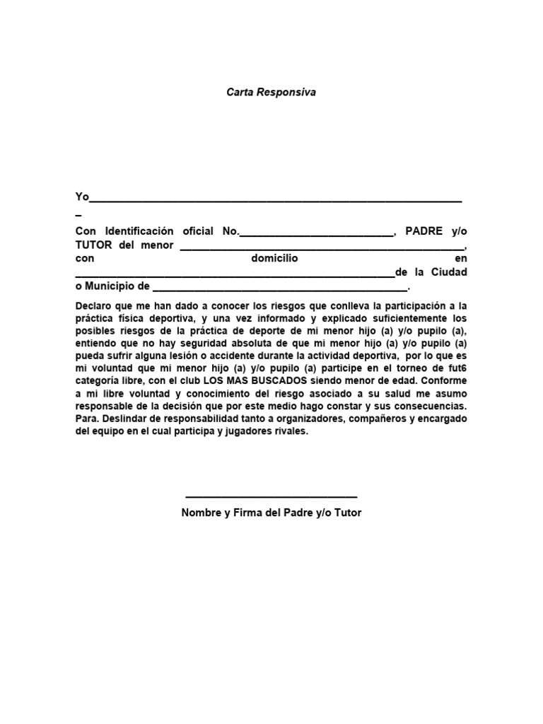 Carta Responsiva Tutor | PDF