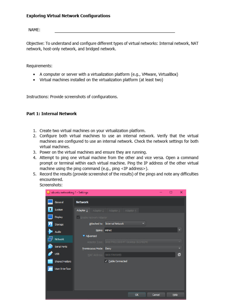 Exploring Virtual Network Configurations | PDF | Computer Network | Virtual Machine