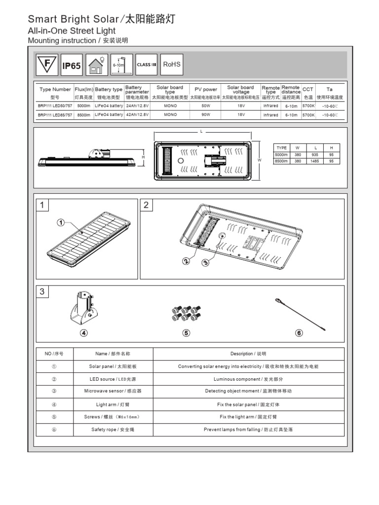 Smart Solar Street Light Installation Guide | PDF | Solar Panel | Solar ...
