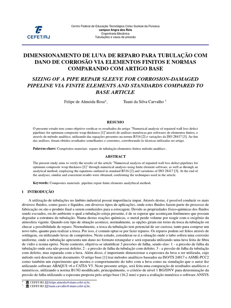 Dimensionamento de Luva - Felipe e Tuani | PDF | Estresse (Mecânica) | Pressão