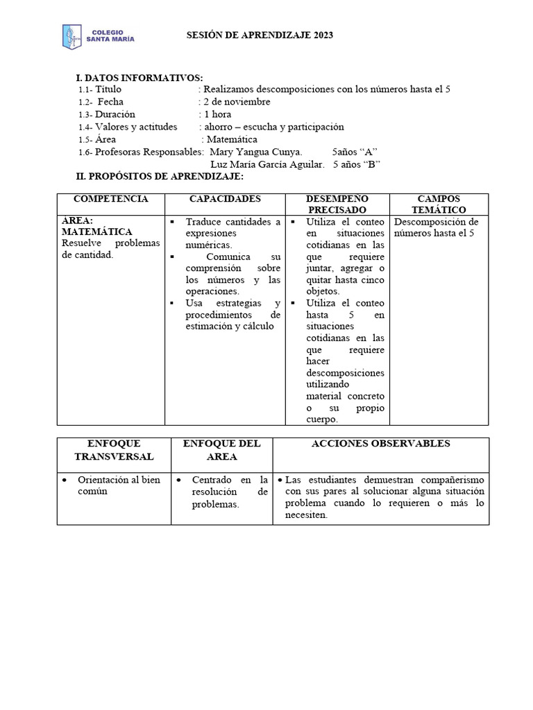 Sesión de Aprendizaje 2 de Noviembre | PDF | Evaluación | Aprendizaje Sesión de Aprendizaje 2 de Noviembre | PDF | Evaluación | Aprendizaje