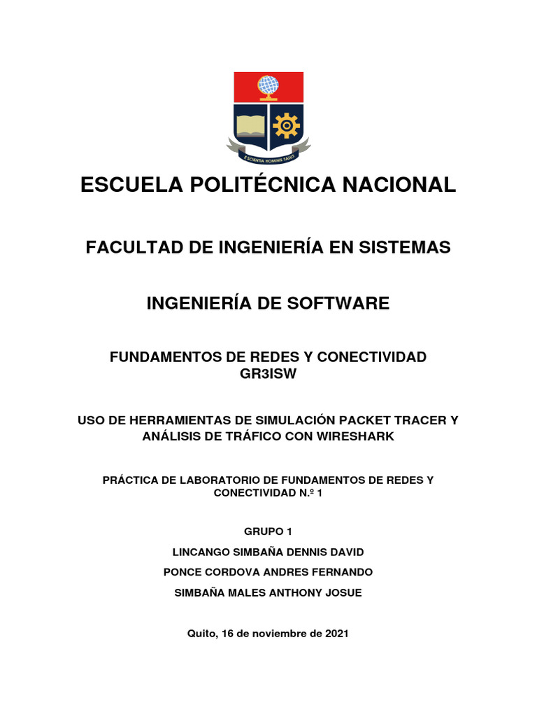 01 - Informe Ponce Andres, Anthony Simbaña, Lincango Dennis Packet Tracer | PDF | Red de ...