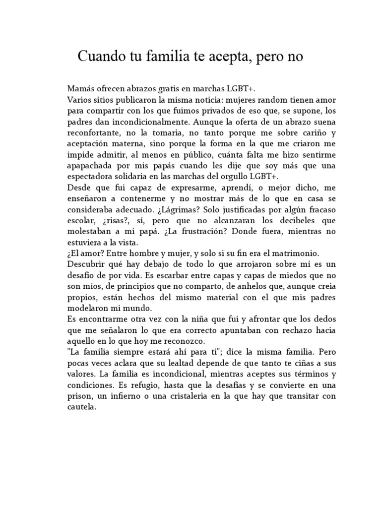Cuando Tu Familia Te Acepta, Pero No | PDF