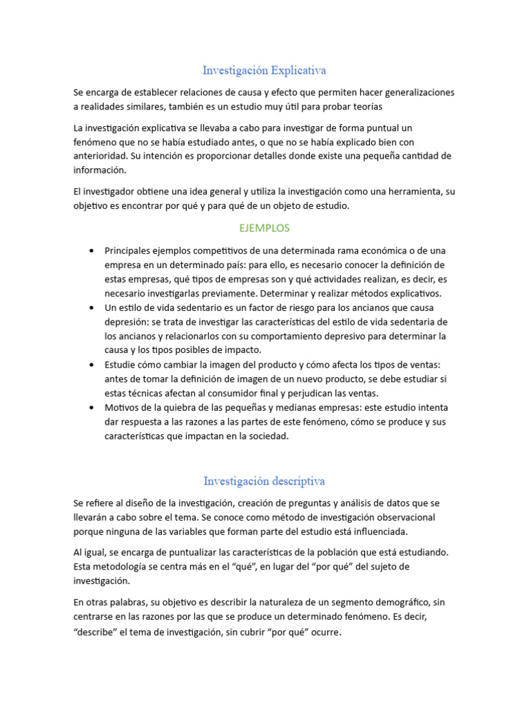 Investigación Explicativa: Ejemplos | PDF | Experimentar | Business