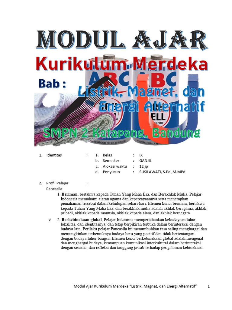 914 Modul Ajar KurMer Listrik, Magnet, Dan Energi Alternatif | PDF