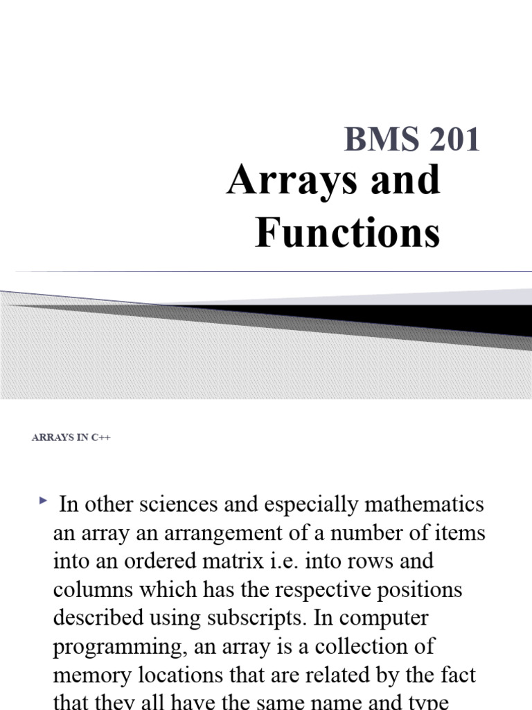 BMS 201 Arrays and Functions 2021 | PDF | Integer (Computer Science) | Matrix (Mathematics)