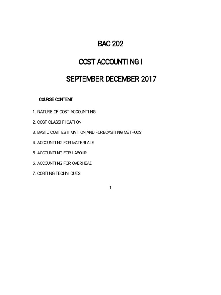 Bac 202 Class Notes 1 1 1 | PDF | Financial Economics | Accounting