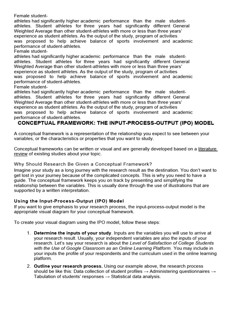 Conceptual Framework The Input-Process-Output (Ipo) Model | PDF ... Conceptual Framework The Input-Process-Output (Ipo) Model | PDF ...