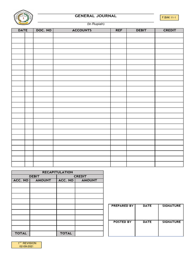 01 F BAK 11-1 General Journal | PDF