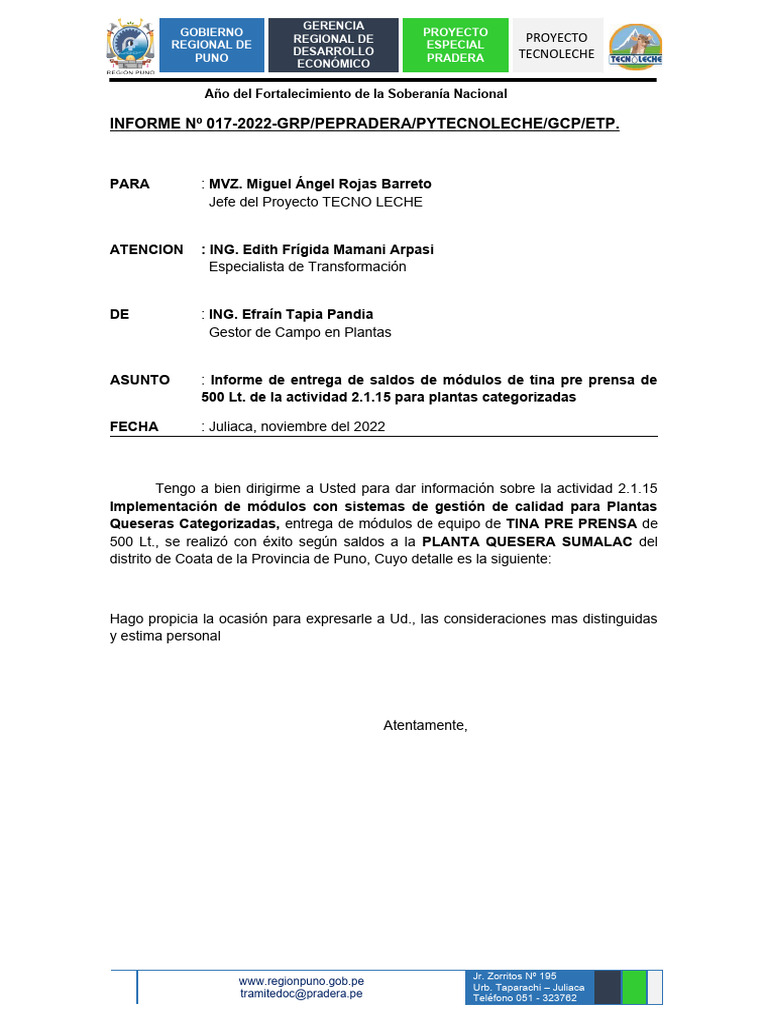 Informe 017 - COATA | PDF