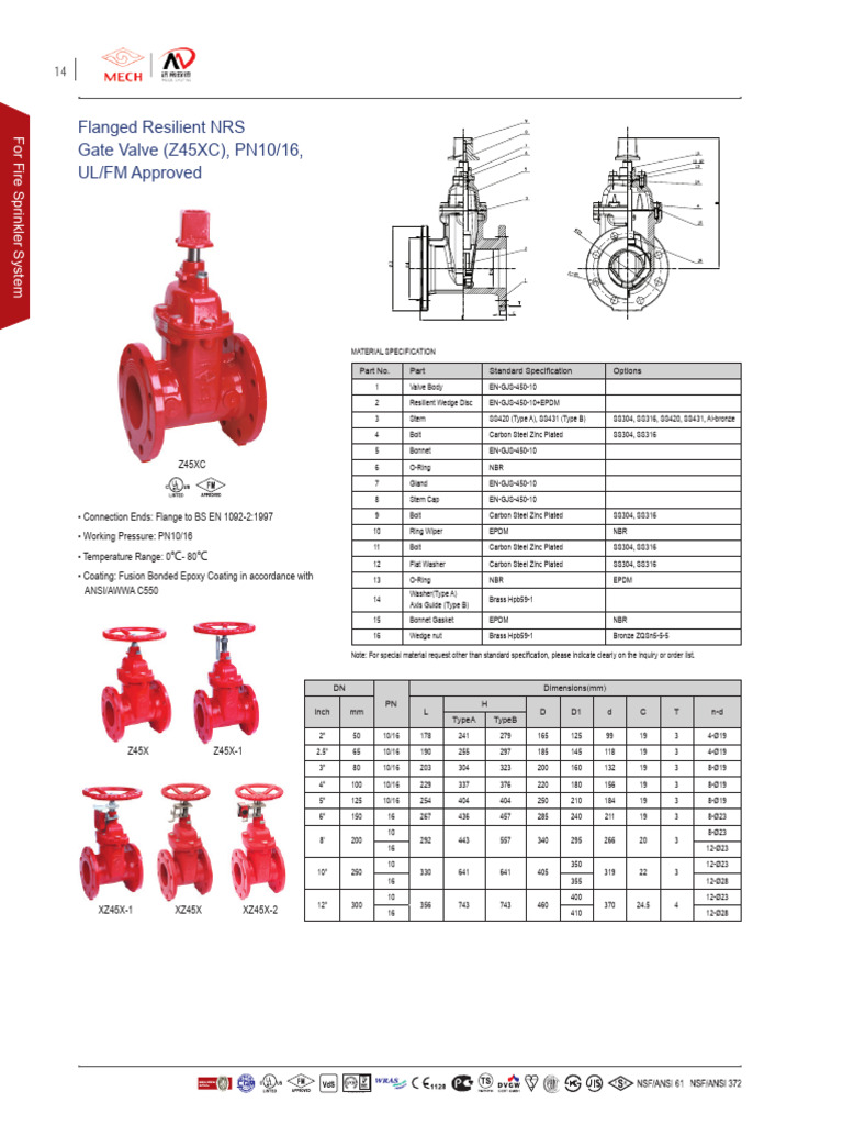 Rising Spindle Gate Valve Specifications | PDF