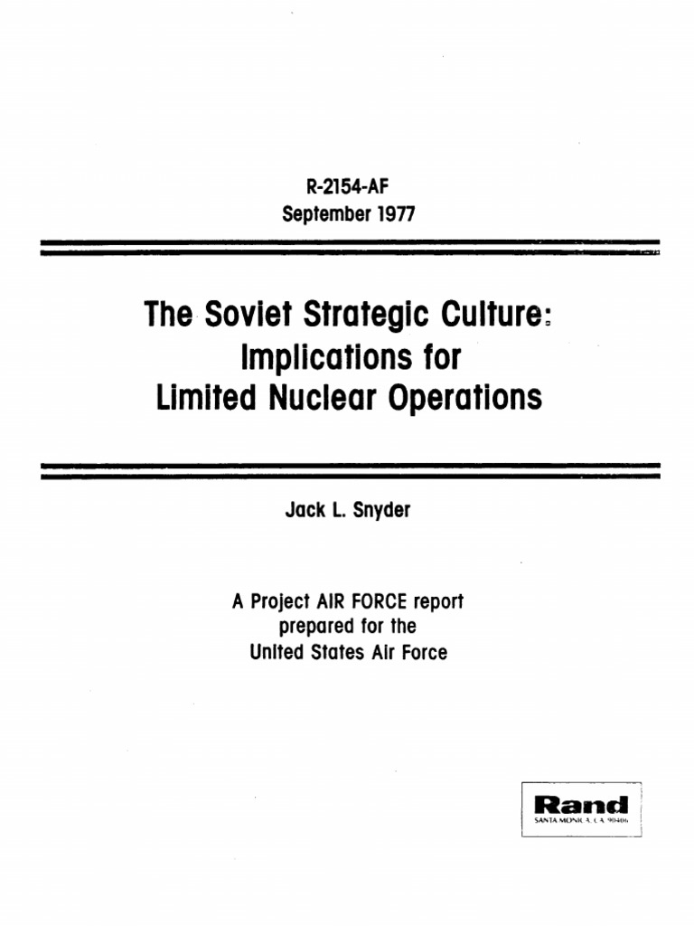 Synder The Soviet Strategic Culture and Implications For Limited ...