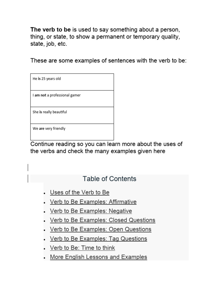 Verb To Be Exercices | PDF | Question | English Language