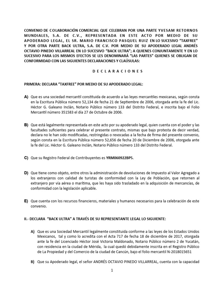 Convenio De Colaboracion Comercial Gu Taxfree 2018 2020 Pdf México