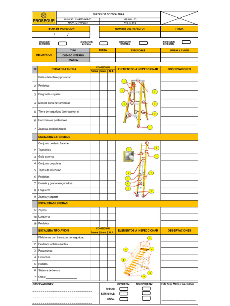 Checklist de Inspección de Escaleras | PDF | Escalera