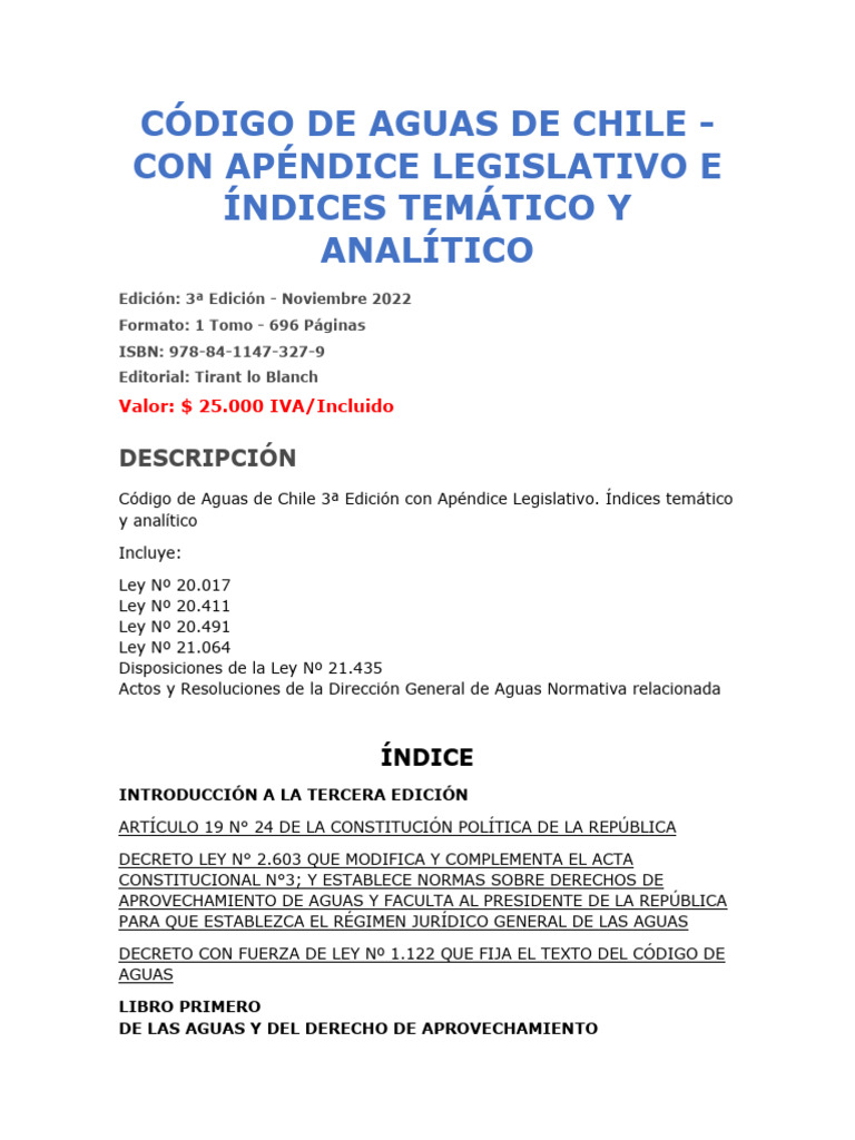 Código de Aguas de Chile 2022 | PDF | Regulación | Agua