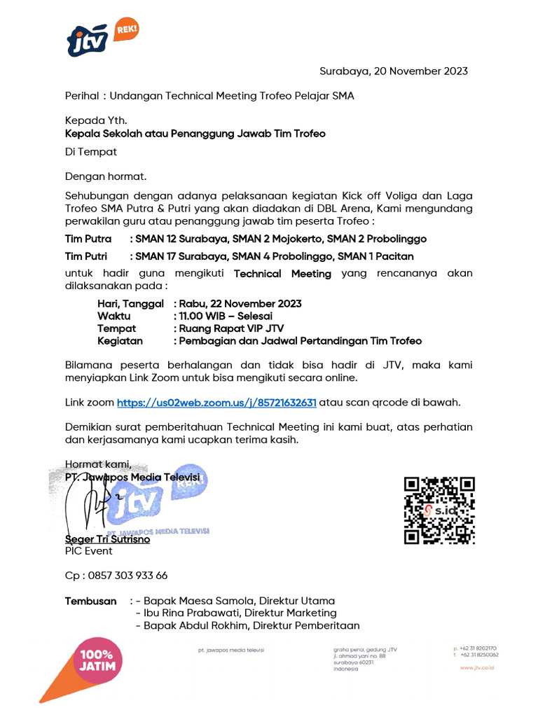 Surat Undangan TM Tim Trofeo | PDF