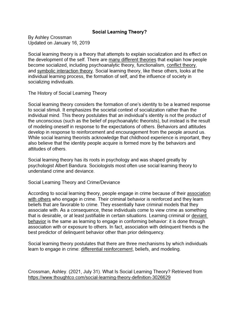 Social Learning Theory | PDF | Deviance (Sociology) | Learning Theory ...