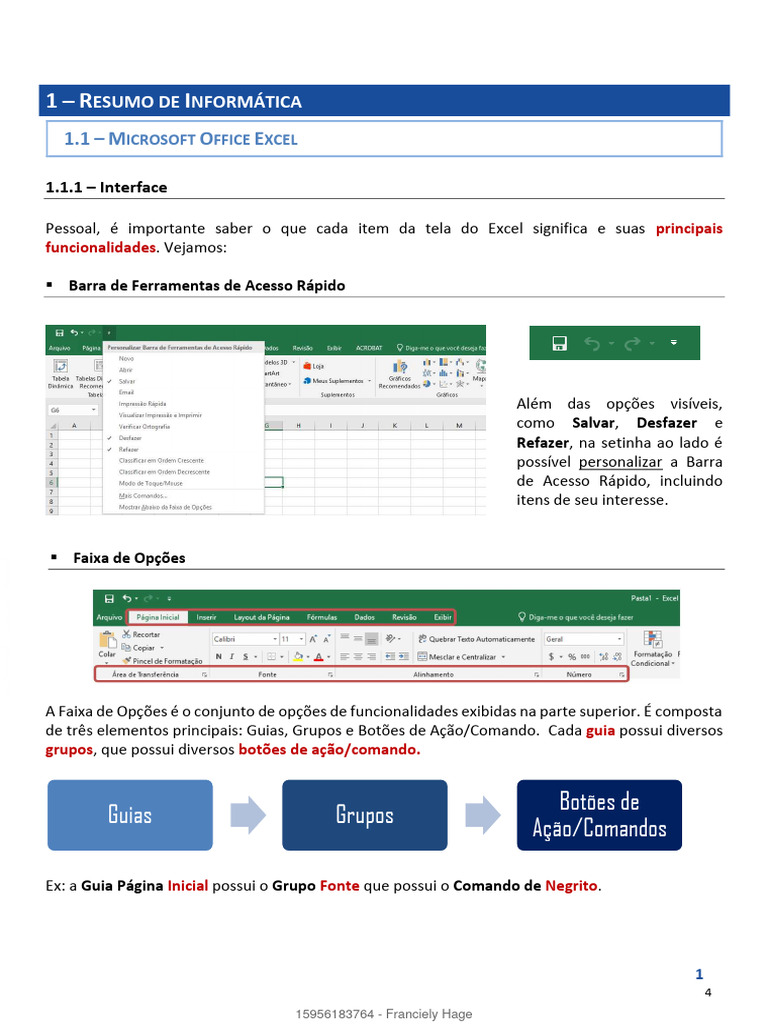 Resumo Versao 1 0 Microsoft Excel | PDF | Microsoft Excel | Janela (informática)