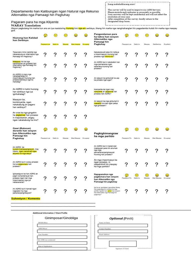 ADR Feedback Form - Waray Translation - Final | PDF