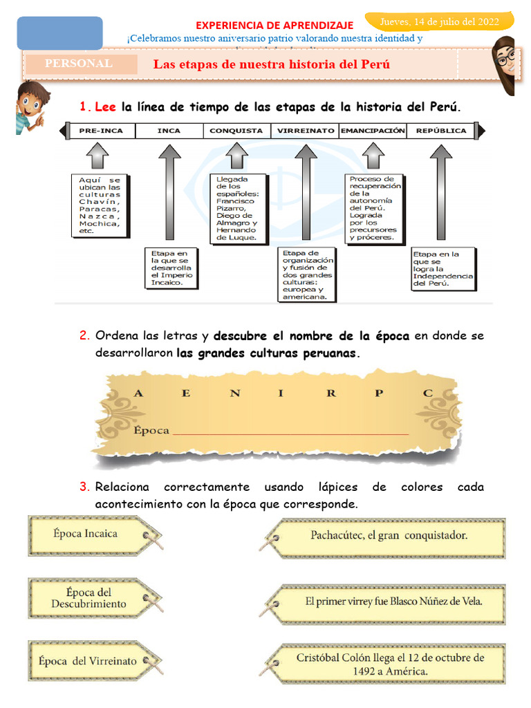 D1 A2 FICHA Las Etapas de Nuestra Historia Del Perú | PDF