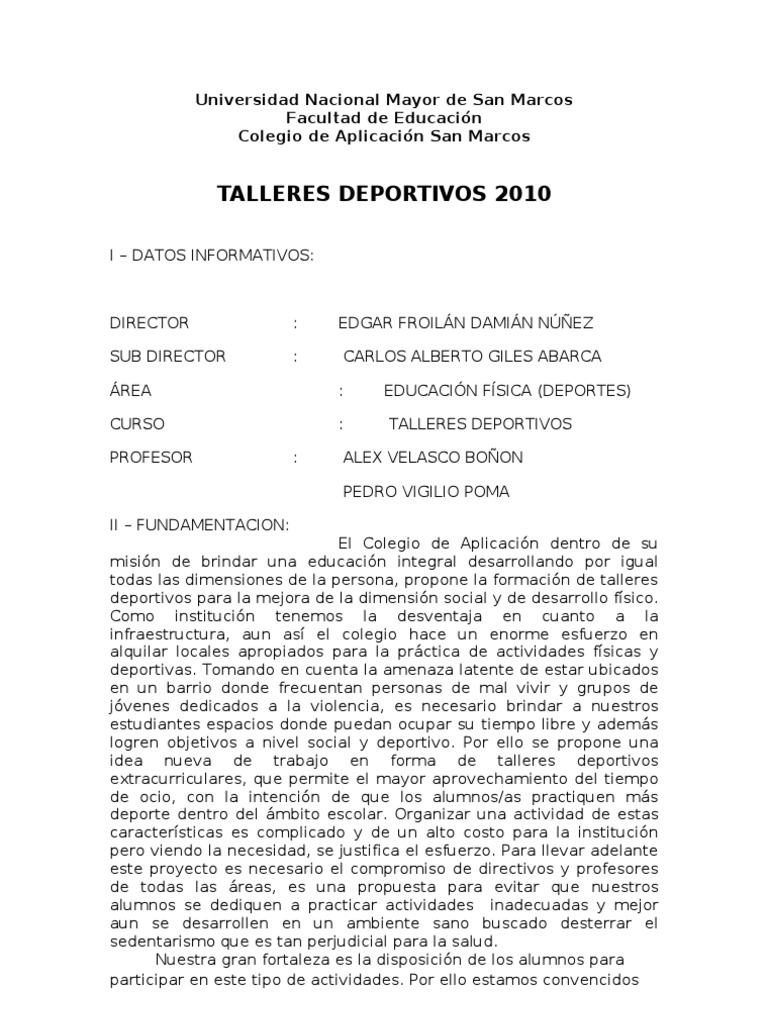 Proyecto de Deportes Del Casm | PDF | Deportes | Recreación