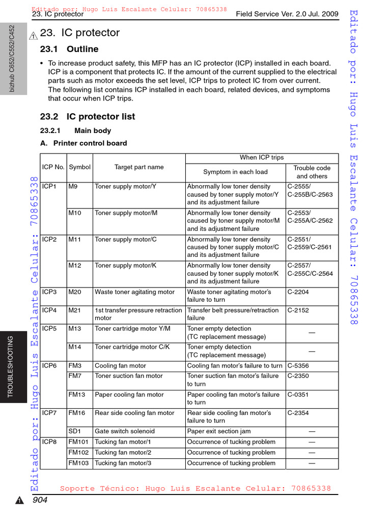 A. Printer Control Board ICP Bizhub C452 - C552 - C652 | PDF | Office Work | Office Equipment