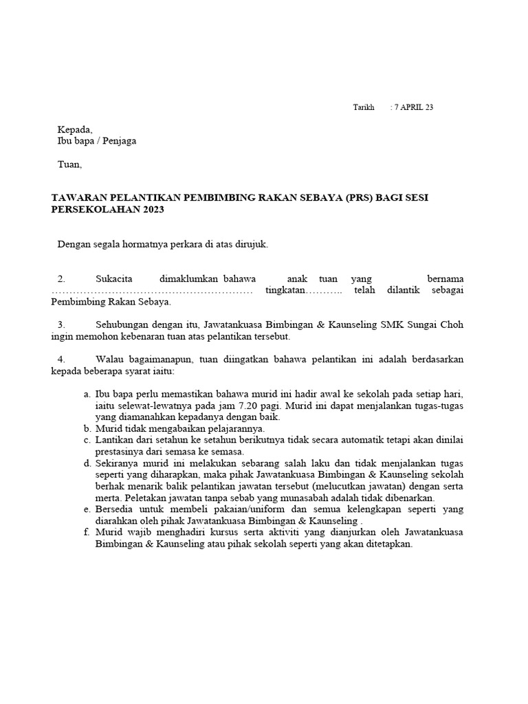 Tawaran Pelantikan PRS 2023 | PDF