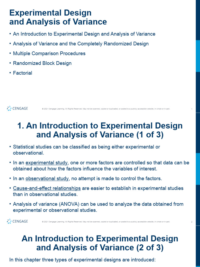 Experimental Designs and ANOVA | PDF | Analysis Of Variance | Mean ...