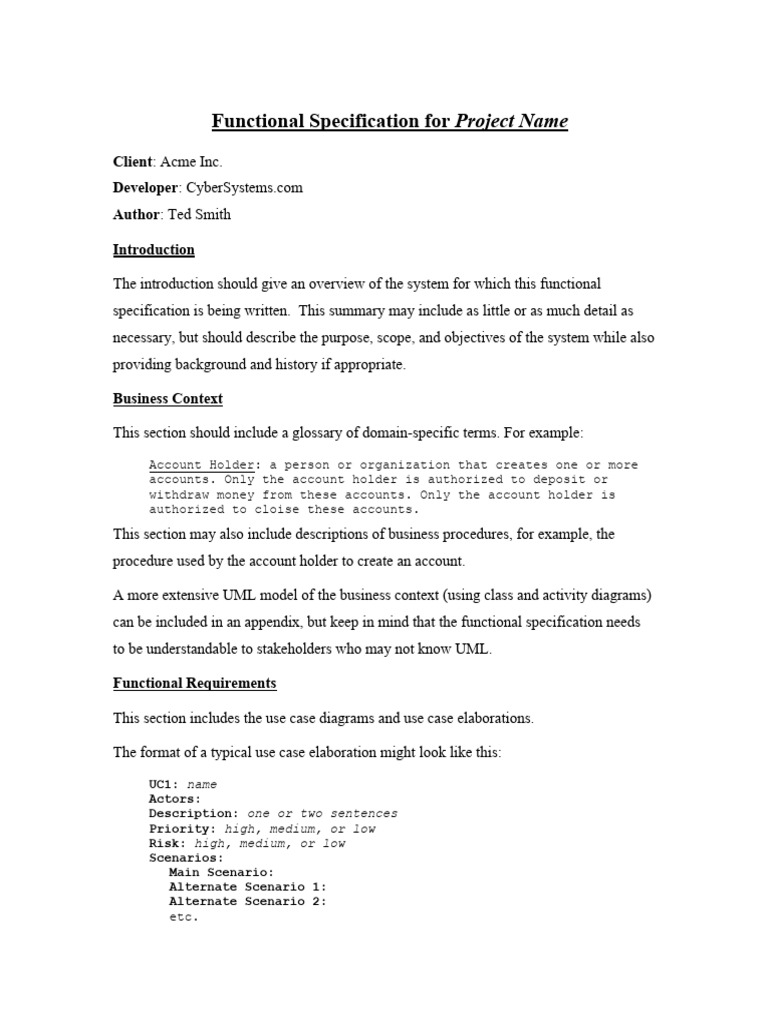 Fun Spec | PDF | Use Case | Specification (Technical Standard)