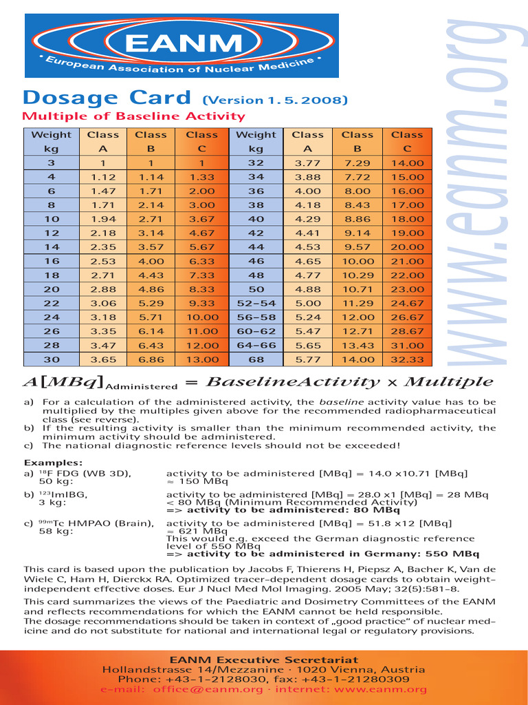 Dosage Card | PDF | Radioactivity | Nuclear Medicine