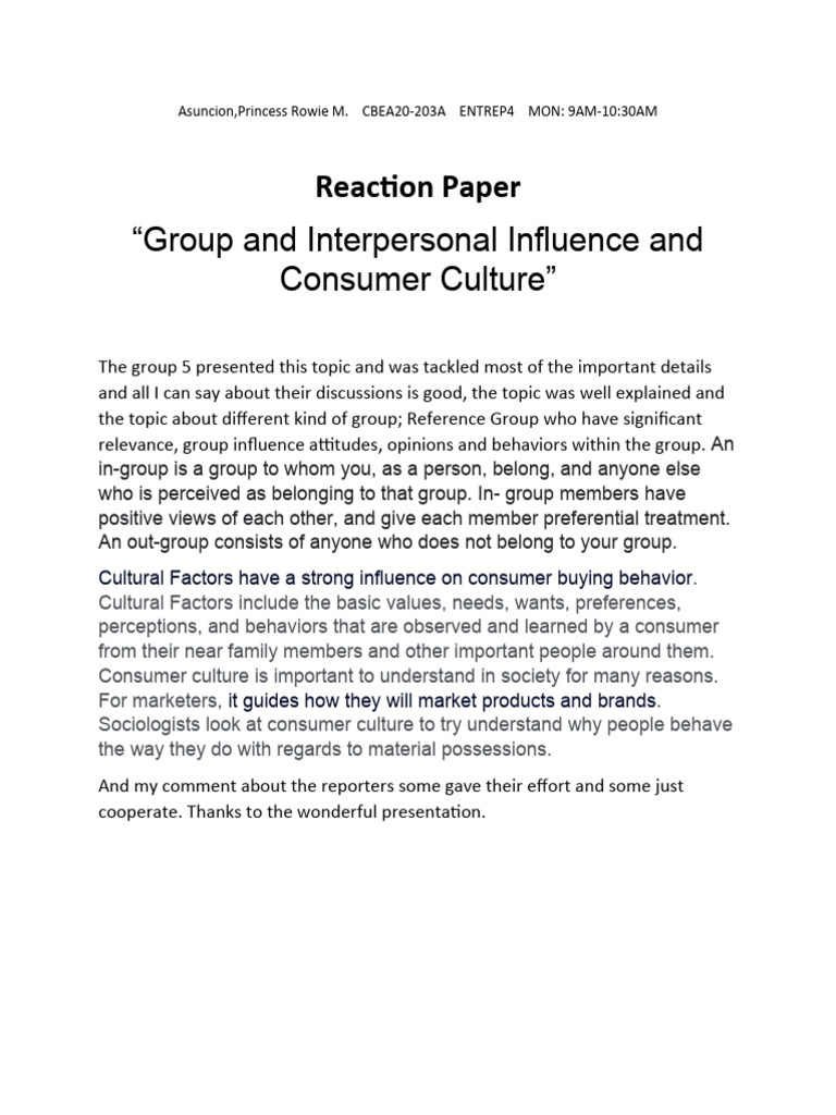 Reaction Paper | PDF