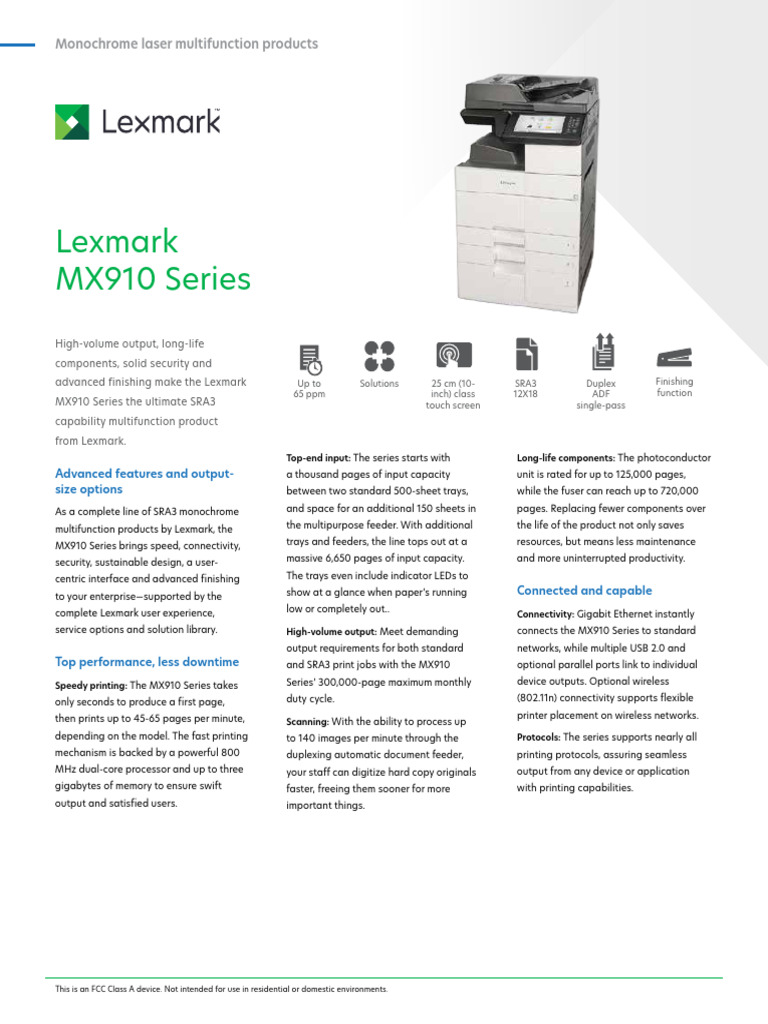 Lexmark MX910 Series | PDF | Printer (Computing) | Computing