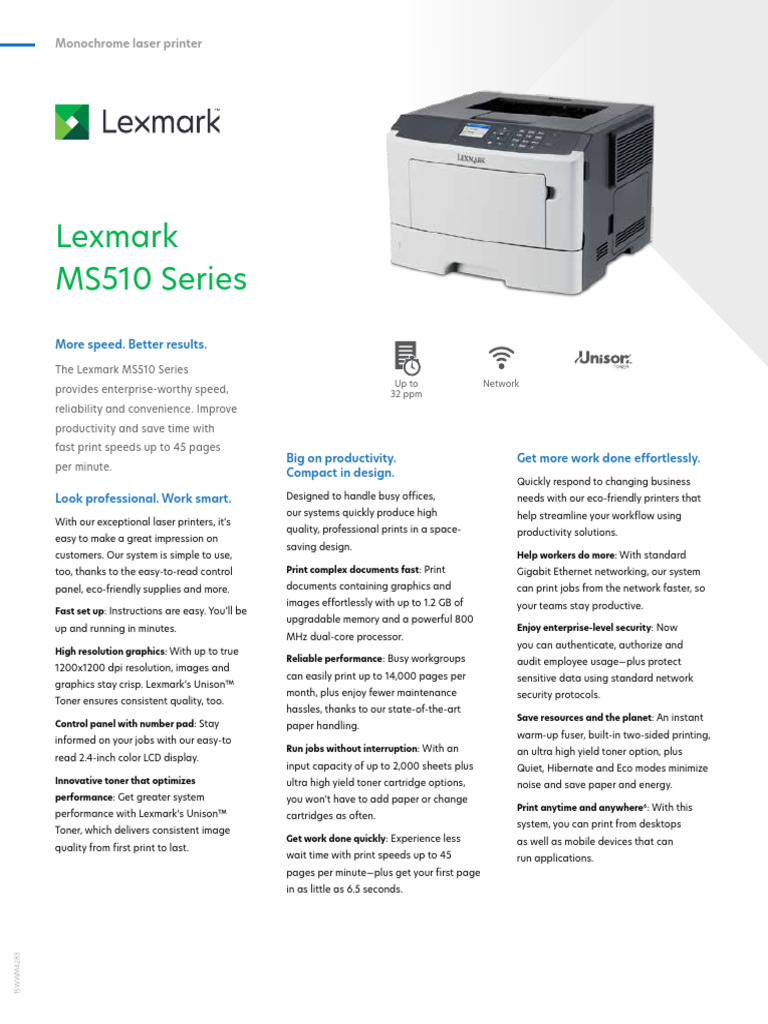 Lexmark MS510 Series | PDF | Printer (Computing) | Computing
