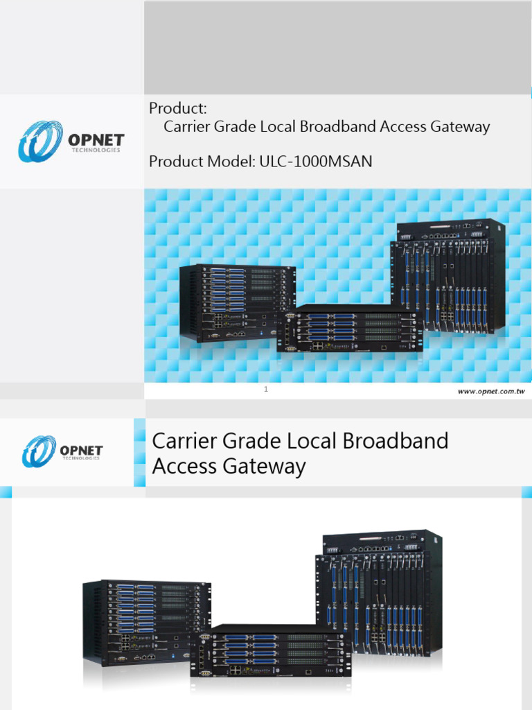 OPNET Carrier Grade Local Broadband Access Gateway and Roadmap 2021 ...