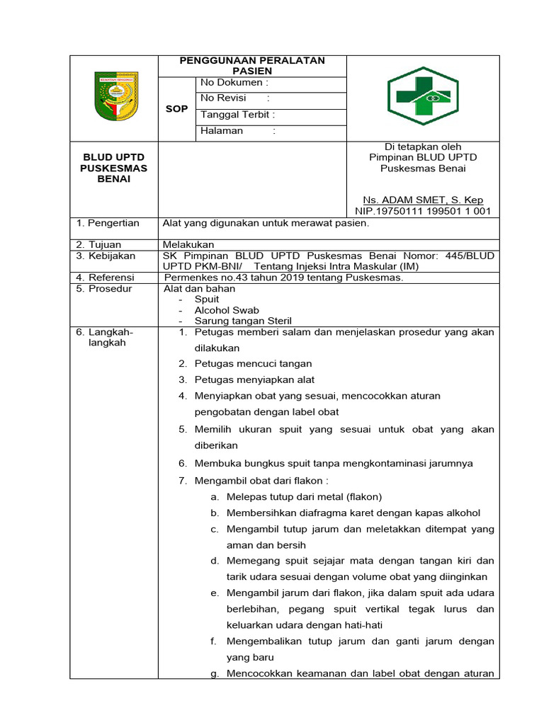 Prosedur Injeksi IM di Puskesmas | PDF