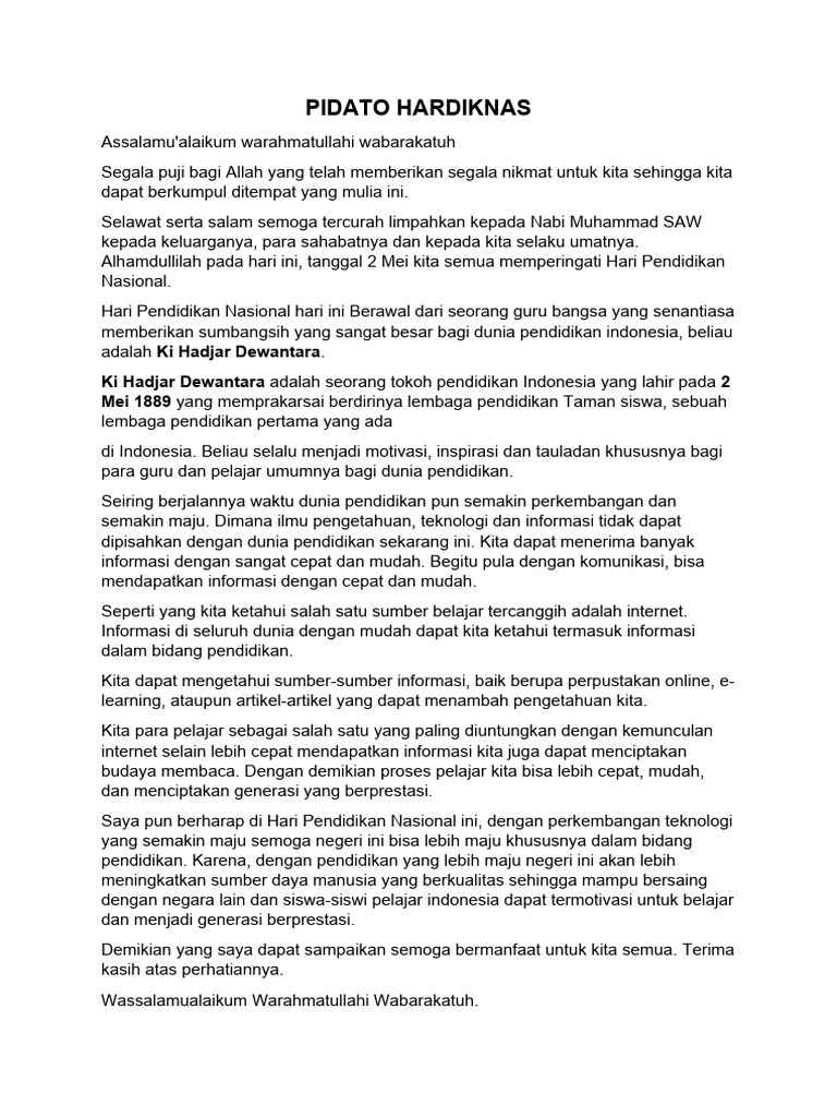 Pidato Hardiknas | PDF