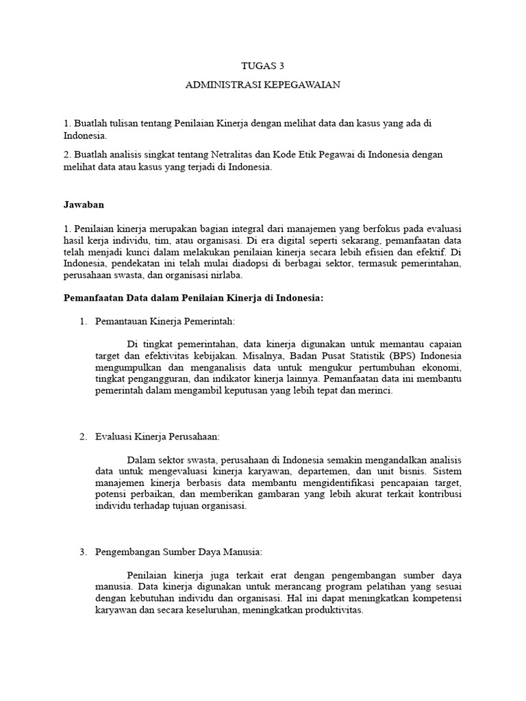Tugas 3 Administrasi Kepegawaian | PDF