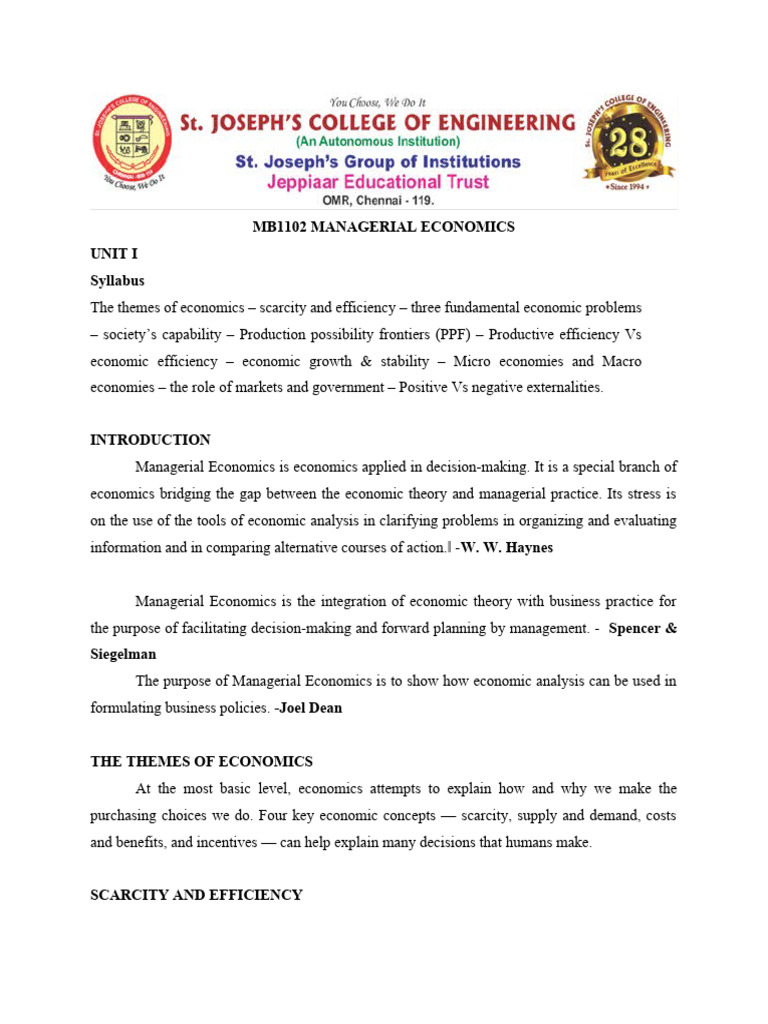 Mb1102 Me - Unit 1 - Dr.R.R.Arun | PDF | Externality | Microeconomics