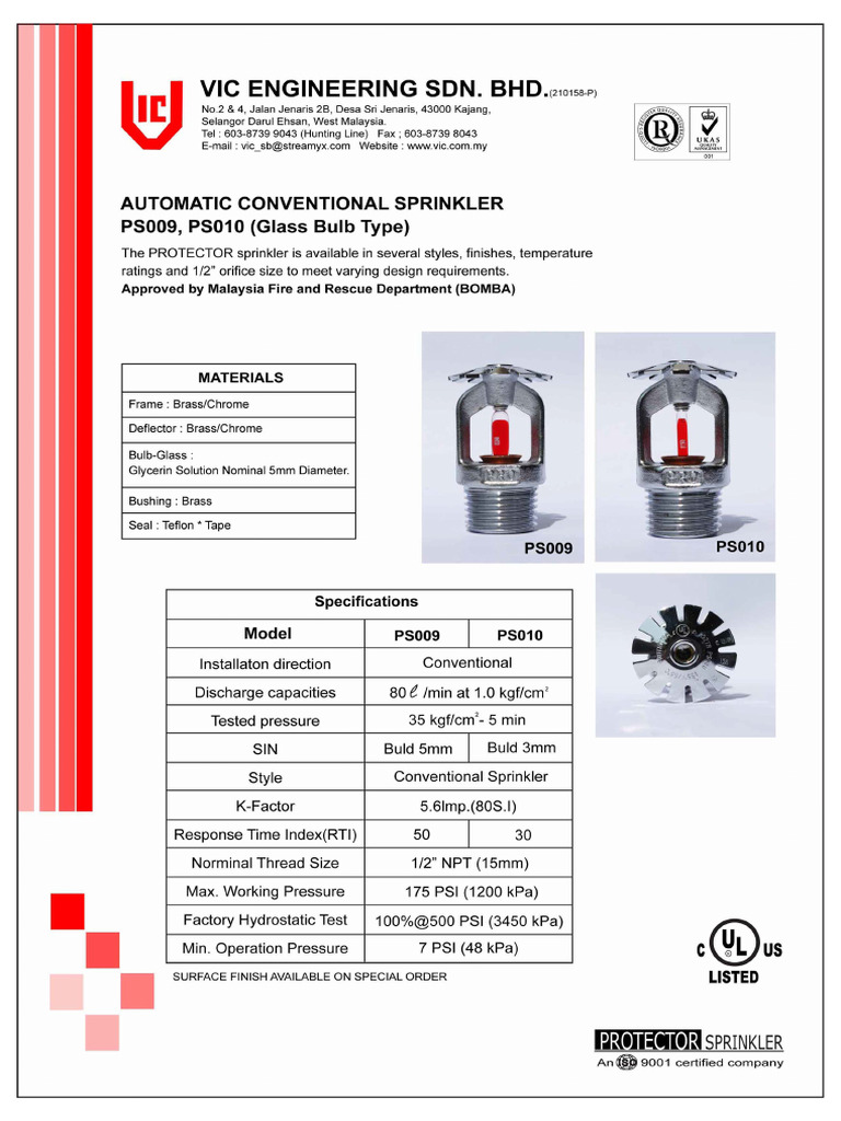 7 3 Vic Sprinkler Head Pdf