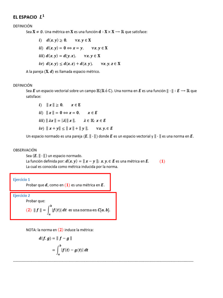 Ejercicios Analisis | PDF | Norma (Matemáticas) | Espacio métrico